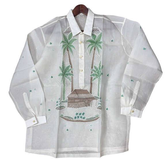Handmade | Shirts | Embroidered Mens Barong Tagalog Traditional Sheer ...